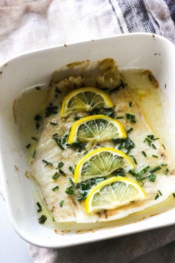 Baked fluke recipe with chives and lemon butter - The Top Meal