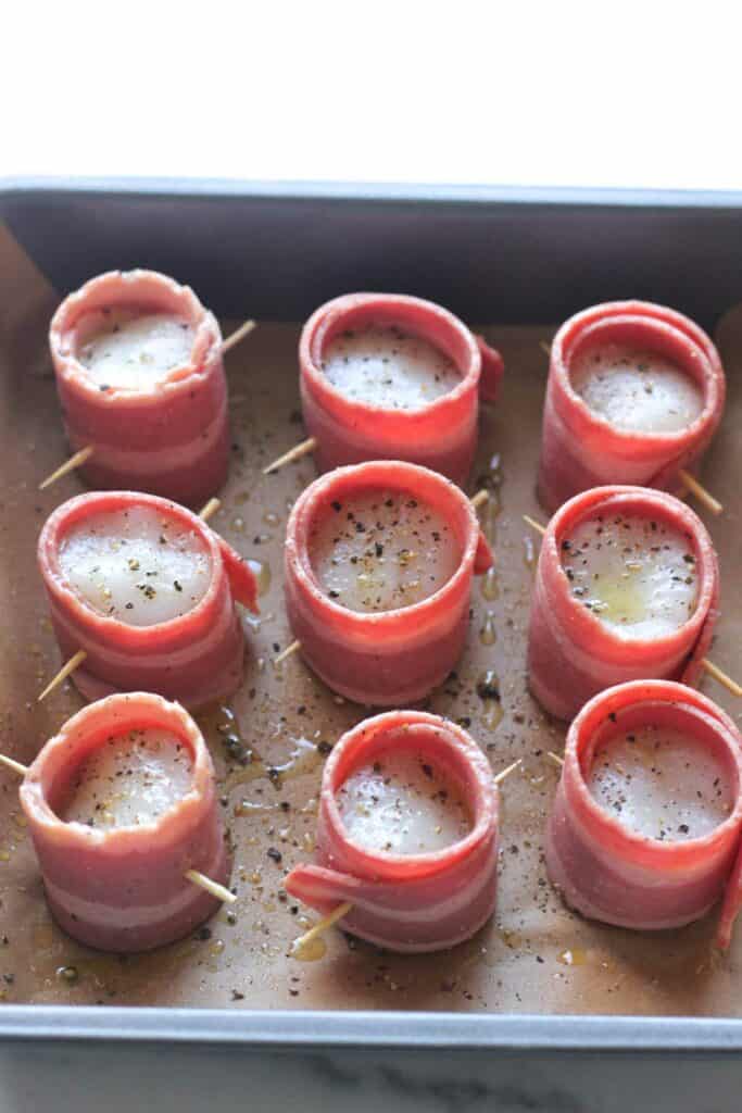 Turkey Bacon Wrapped Scallops - The Top Meal