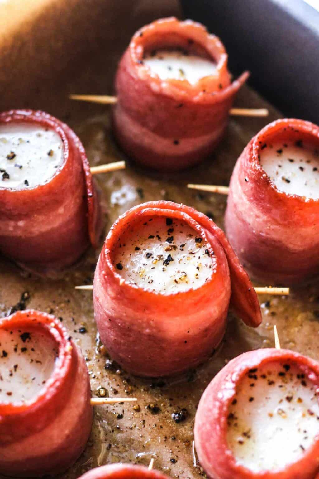 Turkey Bacon Wrapped Scallops - The Top Meal