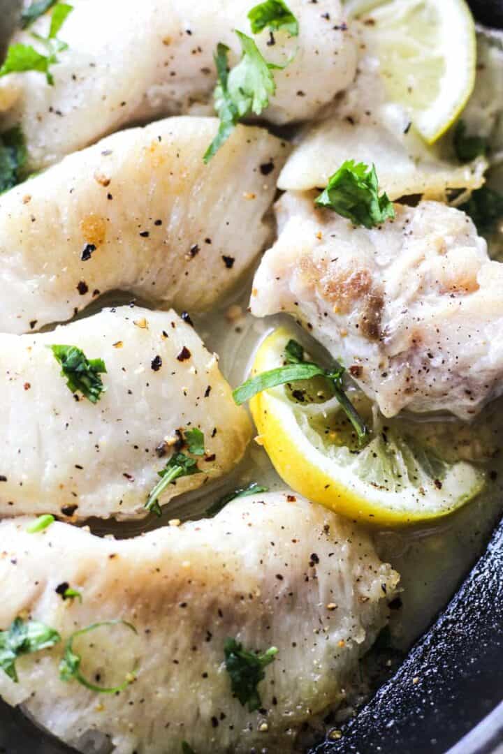 Halibut Cheeks with Lemon Garlic Butter - The Top Meal
